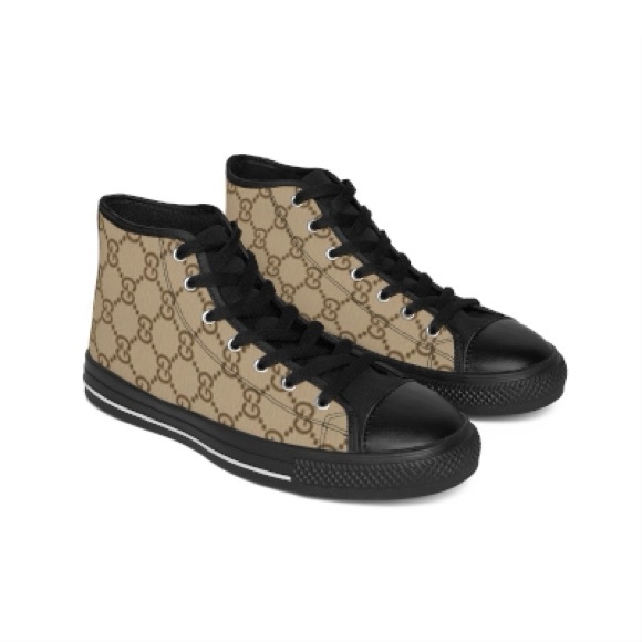 Gucci | Shoes | Gg Mens Hightop Sneakers Black And Tan Come In All ...